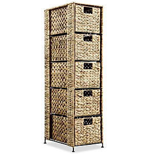 Gecheer Storage Unit with 5 Baskets 10"x14.6"x39.4" Water Hyacinth D320509C