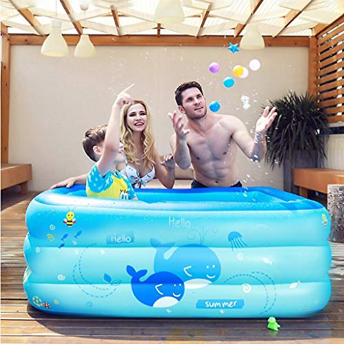 Priority Culture Inflatable Swimming Pool Family Lounge Pool,Creative Cartoon Children's Entertainment Paddling Pool, Garden Thickened Three-Layer Inflatable Swimming Pool, Summer Water Party