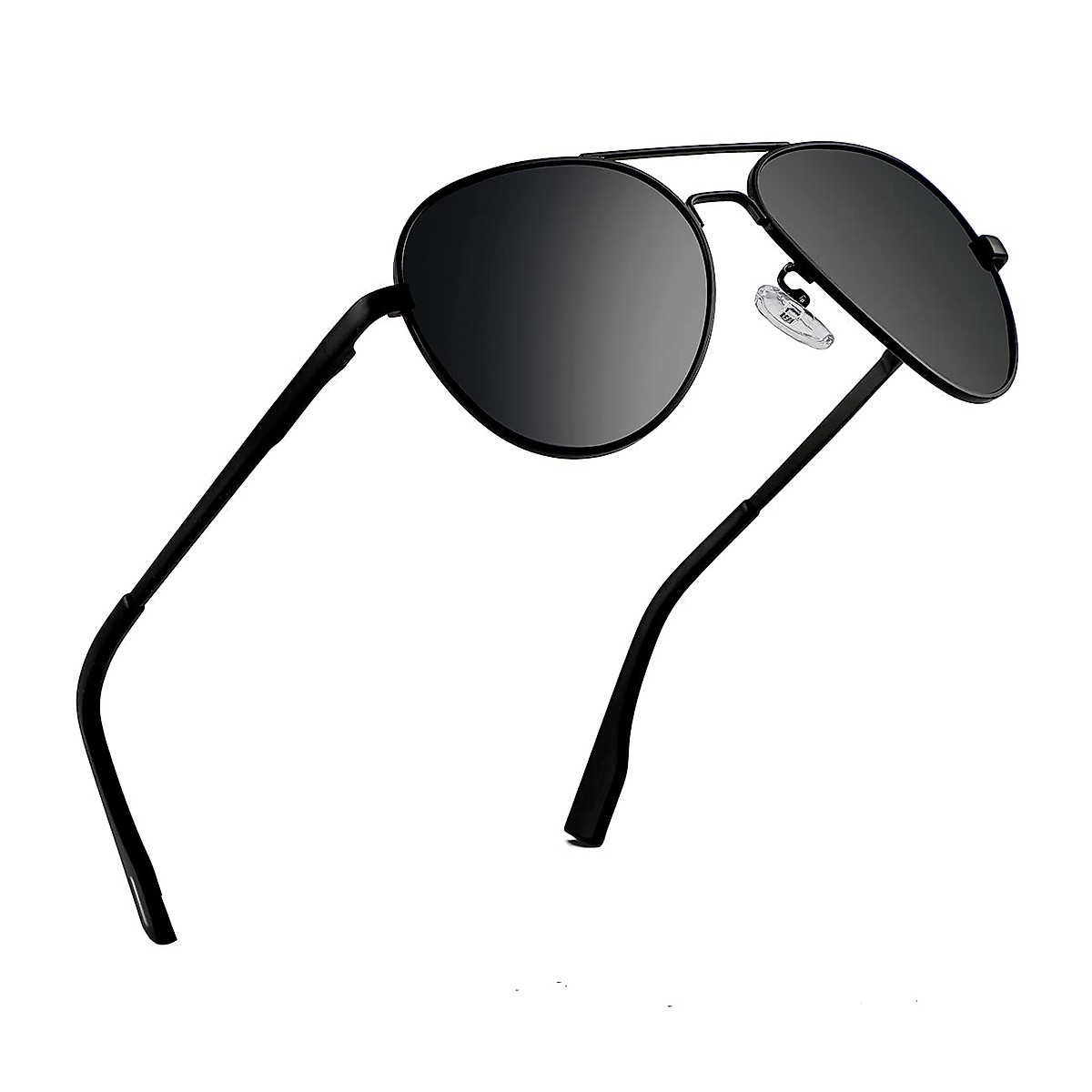 JOVAKIT Kids Small Polarized Aviator Sunglasses for Girls and Boys Age 4-16 (Black/Grey)