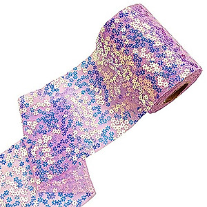 Yuanchuan Laser Glitter Tulle Rolls 4.7 inch x 10 Yards (30 feet) Purple Tulle Rolls Spool Fabric Tutu for DIY Skirts Wedding Gift Wrap Sewing Crafting Bow Bridal Decorations Birthday Party(Purple)