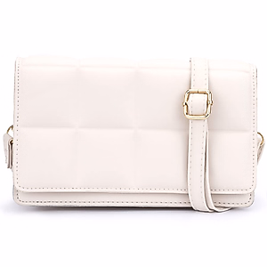 Olivia Miller Women's Fashion Kai Quilted Texture PU Vegan Leather w Front Flap n Removable Strap, Black Small Crossbody Bag, Evening Everyday Casual Work Purse Handbag