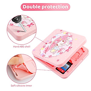 GLDRAM Slim Game Case for Nintendo Switch/OLED/Lite, Pink Anime Game Holder Case for 12 Switch Game Cards and 12 Micro SD Cards, Cute Switch Game Case Storage, Portable Game Accessories for Girls
