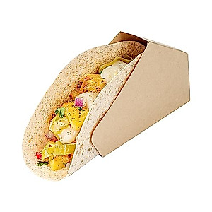 Restaurantware Bio Tek 6 .25 x 2 x 3.75 Inch Single Taco Holder 200 Greaseproof Stand Up Taco Holder - Large Self-Standing Kraft Paper Paper Taco Holder Freezable