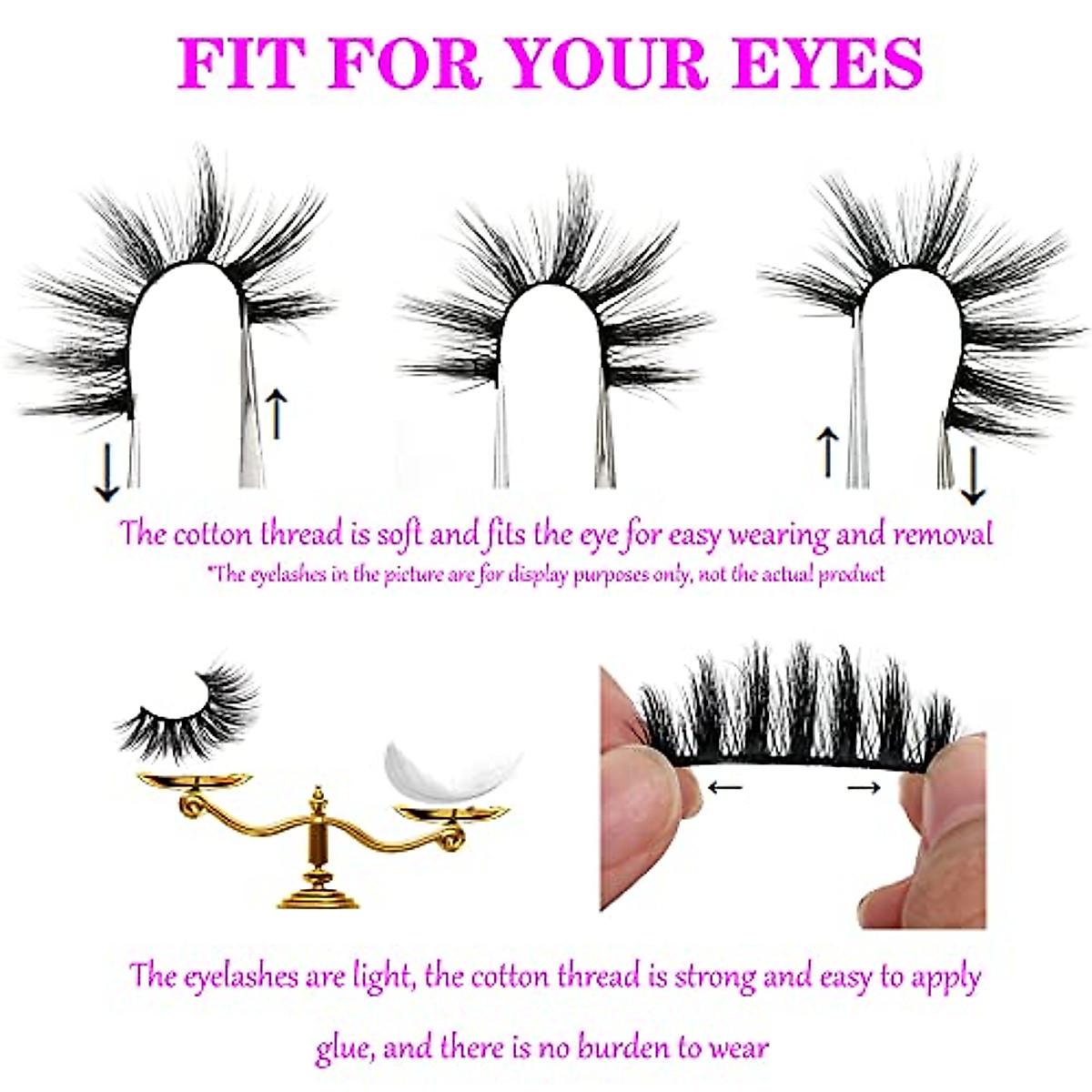 Kisslily 8 Pairs 18MM 3D False Lashes Pack Fluffy Curled False Eyelashes(3D-19)