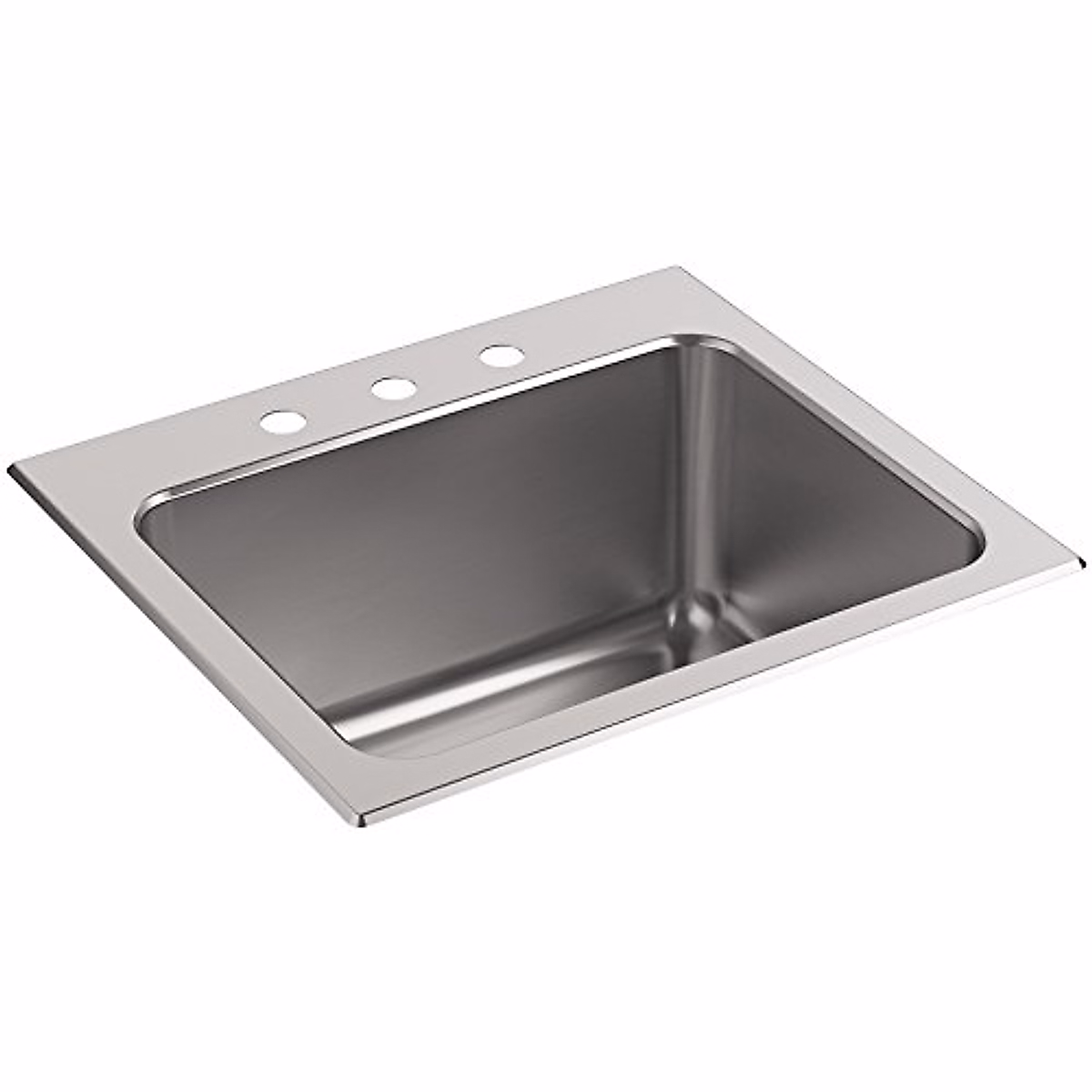 KOHLER K-5798-3-NA Ballad 25-Inch x 22-Inch Top-Mount Utility Sink with 3 Faucet Holes, Stainless Steel