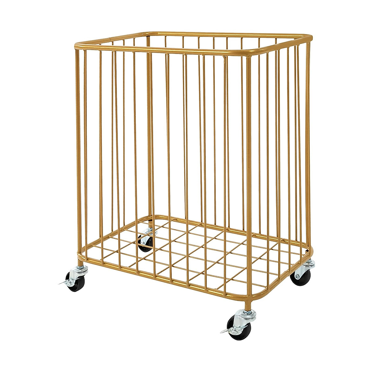 Gold Metal Laundry Hamper with Wheels,Large Capacity Laundry Basket Cart,Rolling Laundry Basket,for Living Room,Bathroom,