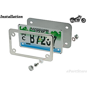 LFPartS Motorcycle Polished Stainless Steel License Plate Frame Slim Style