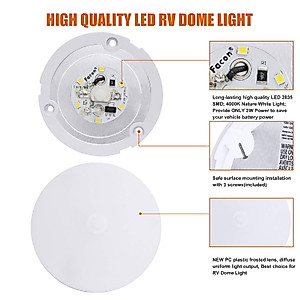 Facon 3-1/2'' LED RV Puck Light with Switch, 2-Packs Slim Surface Mount Ceiling Dome Light, 12V DC Interior Light for RV Camper Trailer Motorhome, 4000K Cool White