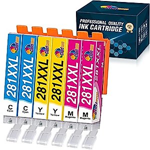 Clorisun Compatible 281 281XXL Ink Cartridge Replacement for Canon 281 CLI-281XXL 281XXL for PIXMA TR8520 TR8620 TS6320 TS9120 TS8320 TS6320 TS6220 TR7520 TS6120 Printer (Cyan, Magenta, Yellow) 6 Pack