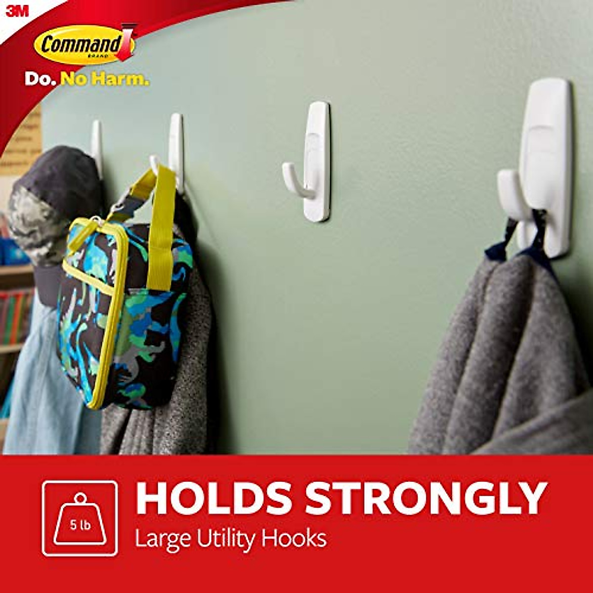 Command Large Utility Hooks, White, Ships in Own Container & Utility Hooks Mega Pack, Medium, White, 20-Hooks (17001-MPES), Organize and Decorate Your Dorm