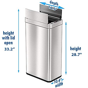 iTouchless Wings-Open Sensor Trash Can with AbsorbX Odor Filter & Pet-Proof Lid 68 Liter Automatic Touchless Kitchen Garbage Bin, Stainless Steel, 18 Gallon