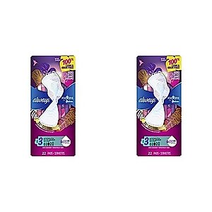 Always Radiant Pads, Size 3, Extra Heavy Flow Absorbency, Scented, 22 Count (Pack of 2)