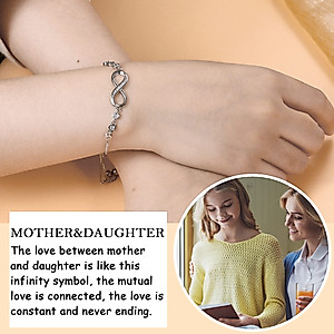 Sereney Mother Daughter Bracelets, Mother Daughter Matching Bracelets Silver Infinity Bracelets for Mom and Daughter, Daughter Gifts from Mom, Daughter Mom Christmas Gifts