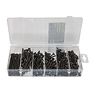 T.K.Excellent #6#8 Black Philips Bugle Head Wood Screws,Coarse Thread Sharp Point Drywall Screws Assortment Kit,250 PCS