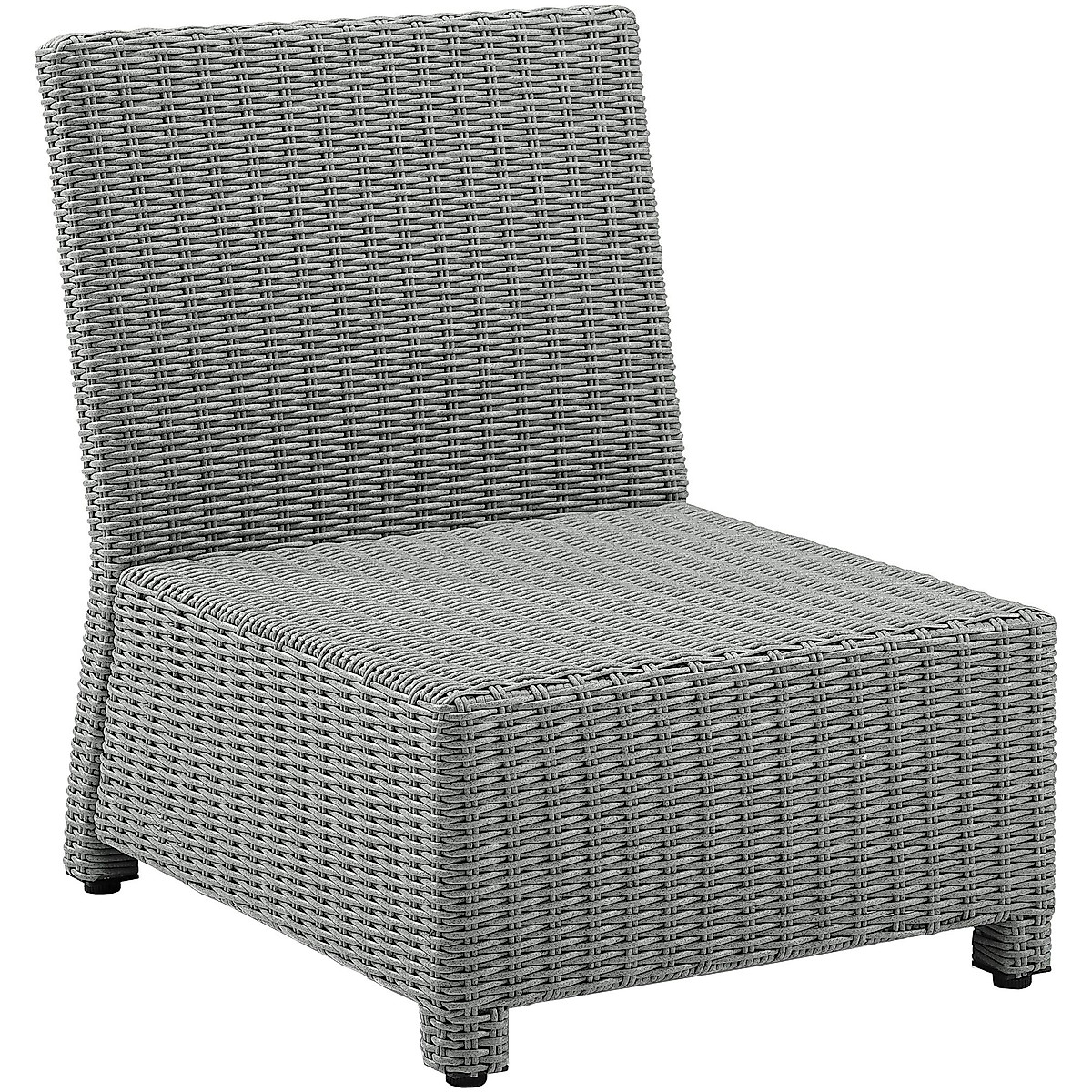 Crosley Furniture Bradenton Armless Outdoor Sectional Chair, Wicker Patio Chairs for Porch, Deck, Backyard, Gray with Gray Cushions