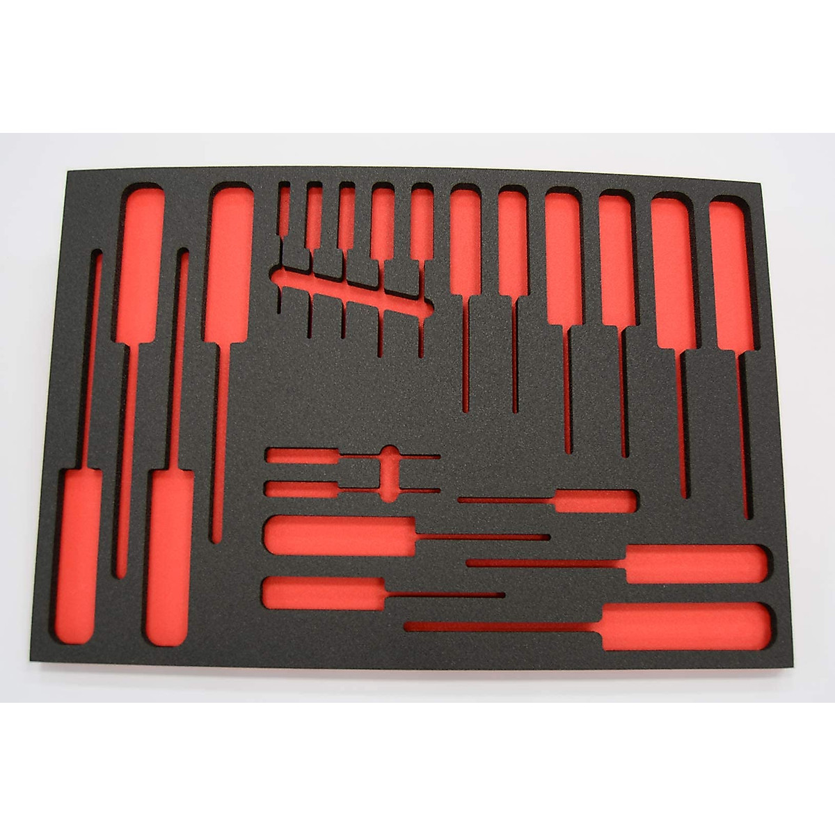 5S TOOL BOX SHADOW FOAM ORGANIZERS (2 COLOR) FITS CRAFTSMAN WATERLOO and HUSKY TOOL CHESTS (10.625" x 22.25", Black Top/Red Bottom)