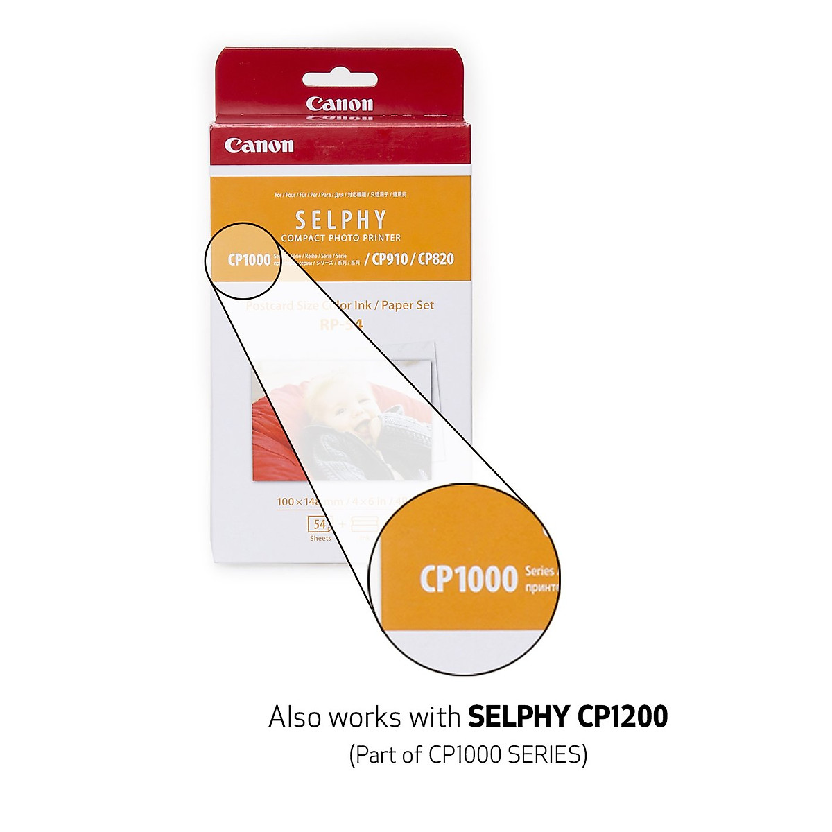 Canon RP-54 Color Ink/Paper Set, Compatible with SELPHY CP910/CP1200/CP1300