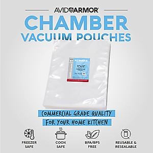 Avid Armor – Chamber Machine Pouches, Pre-Cut Chamber Vacuum Sealer Bags, Heavy Duty Seal Pouch, BPA-Free Chamber Sealer, Vacuum Chamber Pouches (250, 11x13)
