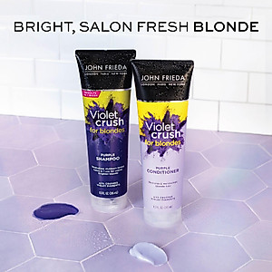 John Frieda Violet Crush Purple Conditioner, Purple Conditioner for Blonde Hair, Crushed Violet Pigments Neutralize Brassy Tones for Cooler, Brighter Blonde, 8.3 Oz