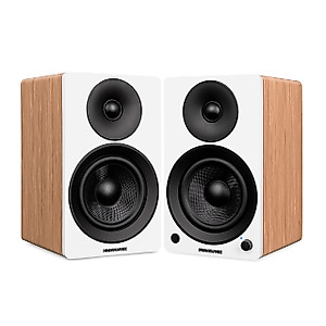 Fluance RT81 Elite High Fidelity Vinyl Turntable (White) with Ai41 Powered 5" Stereo Bookshelf Speakers (Lucky Bamboo), Diamond Stylus, Belt Drive, Built-in Preamp, 90W Class D Amplifier, Bluetooth