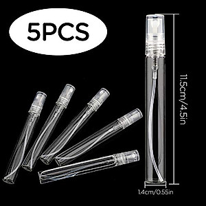 SAVITA 5PCS 10ml Clear Spray Bottle Refillable Perfume Atomizer Small Fine Mist Empty Glass Liquid Containers for Essential Oils, Perfumes Personal Beauty Care