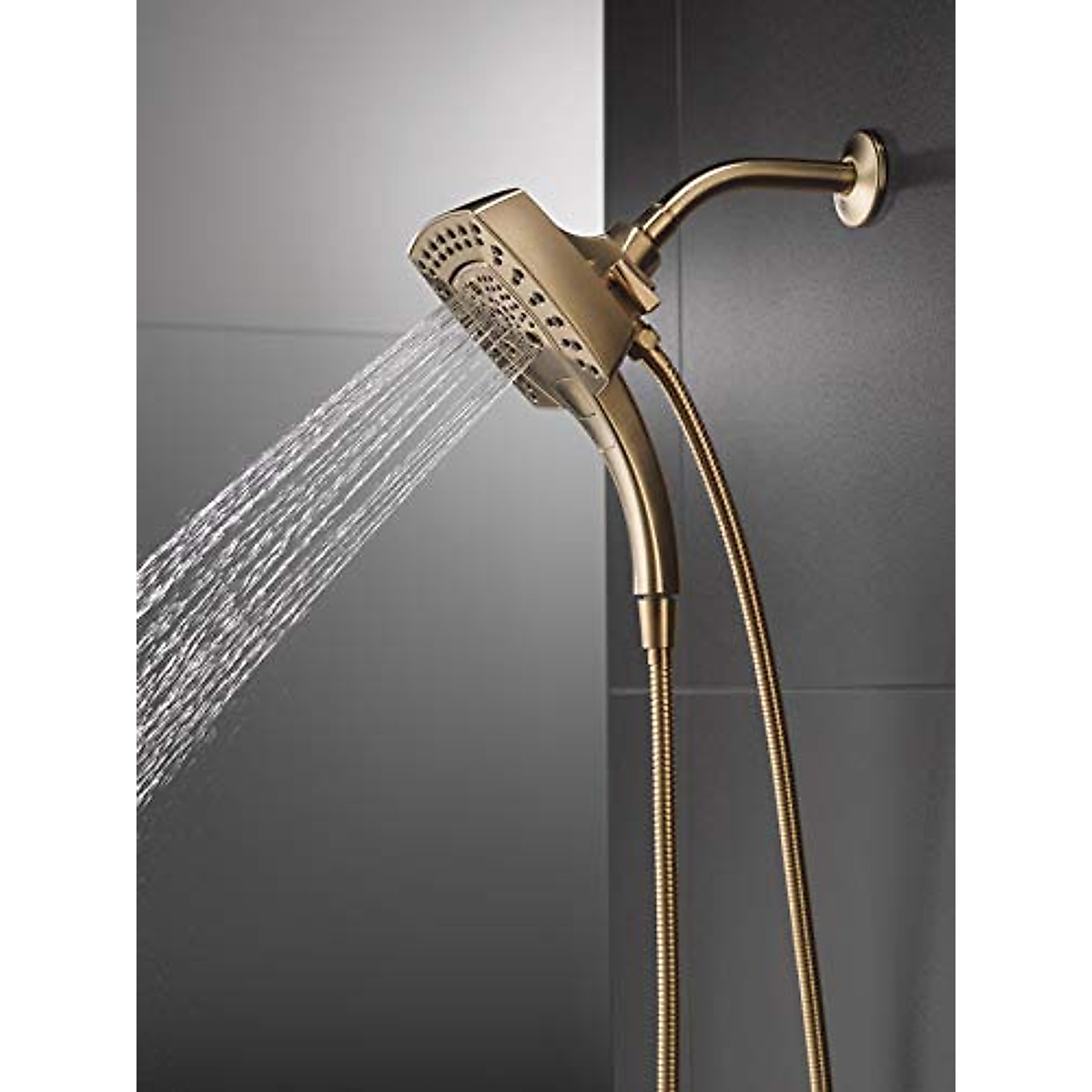 Delta Faucet 5-Setting In2ition 2-in-1 Dual Hand Held Shower Head with Hose, Gold Shower Head Handheld Combo, Magnetic Docking Handheld Shower Head, 2.5 GPM, Champagne Bronze 58474-CZ25