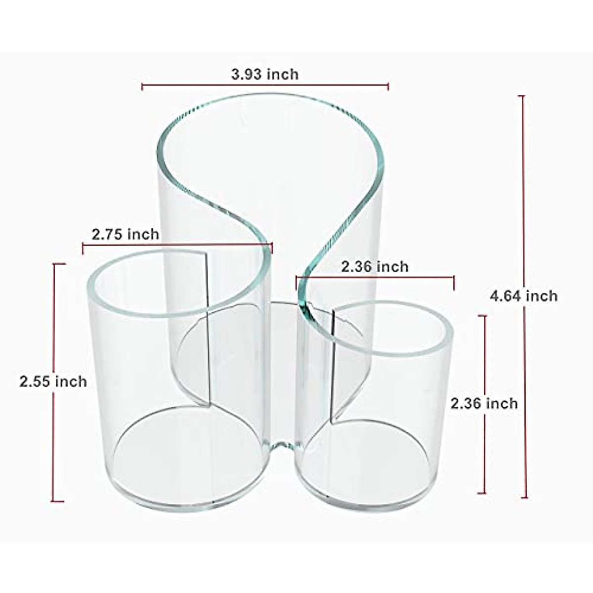 CAXXA Acrylic Makeup Brush Holder, 3 Compartment Desk Organizer Desktop Clear Cosmetics Organizer Lipstick Organizer (Clear)