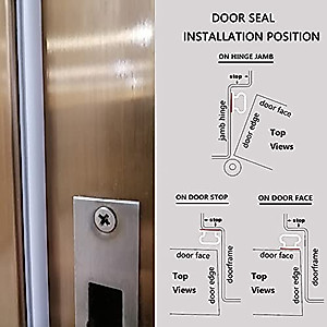 GANGDISE White Door Weather Stripping, Waterproof Self-adhisive Rubber Seal Strip for Doors and Windows Soundproof Insulation 19.68 Feet