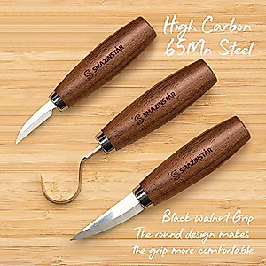 Whittling knife, Wood Carving Tools 5 in 1 Knife Set - Includes Hook Knife, Whittling Knife, Detail Knife, Carving Knife Sharpener for Spoon Bowl Cup Kuksa for Kids & Beginners