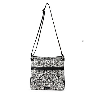 Sakroots Artist Circle Flat Crossbody, Black White Soulful Dove