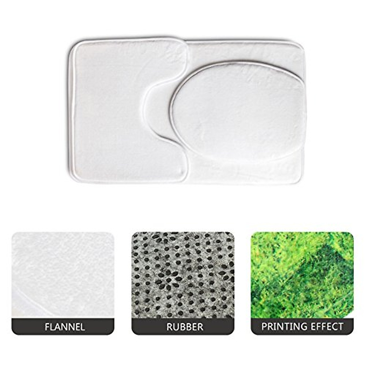 Apular Fashion 3 Piece Bath Rugs Set Boy Football Pattern Non Slip Ultra Soft Bathroom Accessories Mats, U Shape Mat and Toilet Lid Cover Mat Bath Mats