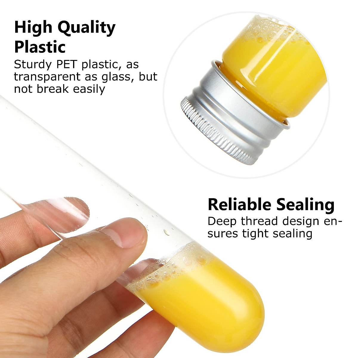 50 Pack 85ML Plastic Tubes with Caps, 150x30mm Plastic Clear Test Tubes for Sample, Scientific Experiments, Party, Candy Storage