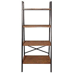 Blissun Ladder Shelf, 4-Tier Bookshelf, Storage Rack Shelf for Office, Bathroom, Living Room, Hazelnut Brown