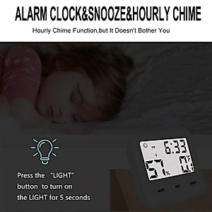 Digital Hygrometer Indoor Thermometer, Temperature Humidity Gauge with Desk Clocks for Bedroom Office,Backlit Accurate Monitor Clear Reading,Time Display Room Thermometer for Home Greenhouse(White)