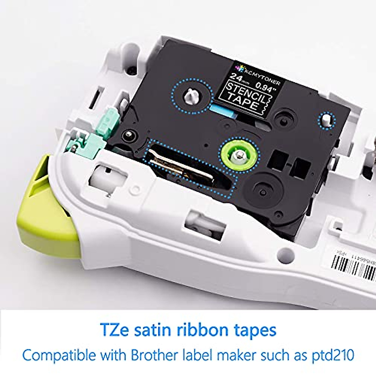 KCMYTONER Compatible for Brother P-Touch STE151 Electro-Chemical Etching Label Tape 24mm 0.94" Mobile Solutions Stencil Tape 3M (9.8 Ft) for PTP700 P710BT P750W PTD600 D800W, Black on Clear-200 Pack