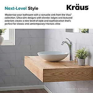 KRAUS Viva™ Round White Porcelain Ceramic Vessel Bathroom Sink with Pop-Up Drain, 16 1/2 in. D x 4 3/8 in. H, KCV-203GWH