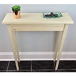 24" Unfinished Pine Narrow Tapered Leg Console Sofa Table