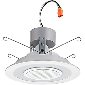 Lithonia Lighting 6SL RD 07LM 3000K 90CRI MW 6-Inch Dimmable LED Module with Integrated Wireless Bluetooth Speaker, 720 Lumens, 120 Volts, 13 Watts, Wet Listed, Matte White