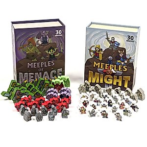 Stratagem Meeples of Might & Menace | 60 Pack of 16mm Minis Wooden Fantasy Meeple Miniatures Tabletop Role Playing RPG | Complete Set