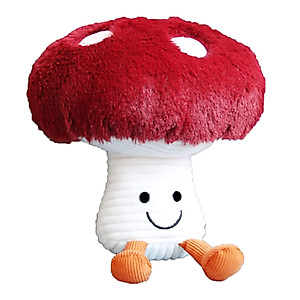 FJZFING Cute Mushroom Plush Kawaii Smile Doll Mushroom Plushie Stuffed Animals Pillow Gifts for Kids Red 7.9 inches
