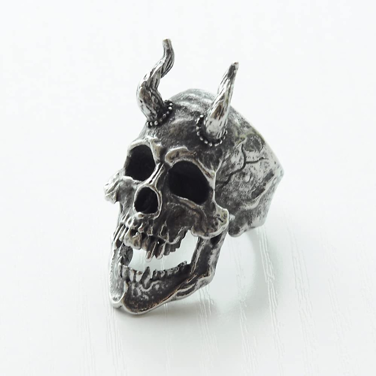 ZMY Home Band Skull Ring Stainless Steel Statement Jewelry Goat Demon Biker Rings (9)