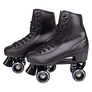 C SEVEN C7skates Quad Roller Skates | Retro Design (Black, Youth 2)