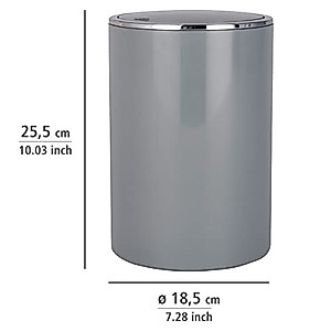 WENKO Inca Trash Can with Lid, Waste Bin with Swing Lid, Small Trash Can, Mini Trash Can, Small Garbage Can, Small Waste Basket, 1.3 Gal, Ø 7.28 x 10.04 in, Gray