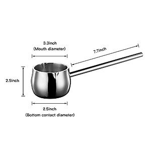 IMEEA Mini Butter Warmer with Long Handle Induction Milk Warmer Pot Small Saucepan SUS304 Tri-Ply Stainless Steel (10oz/300ml)