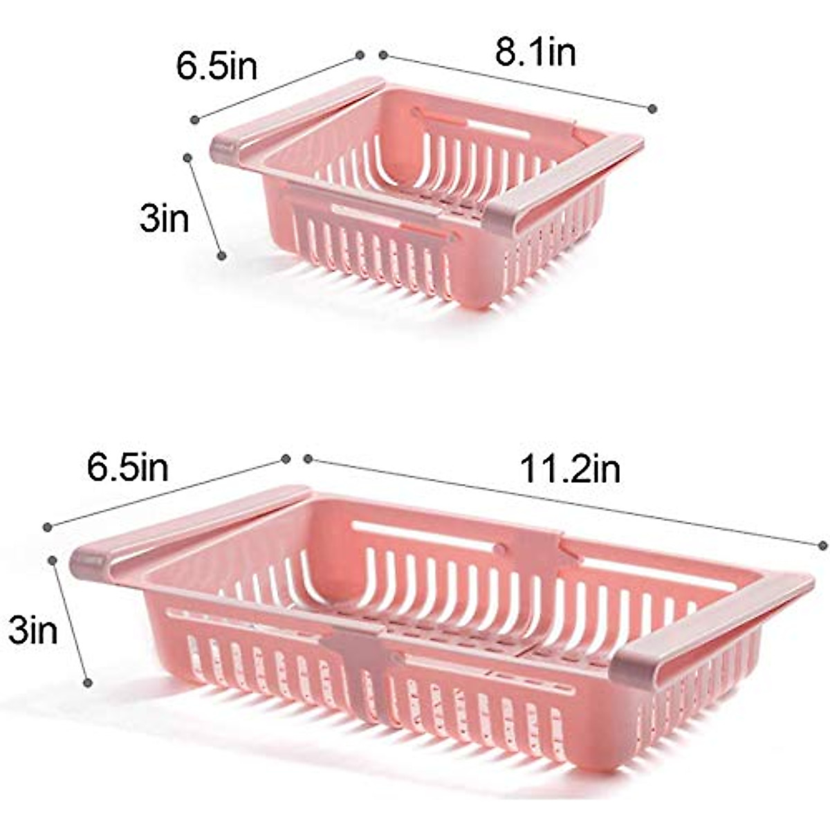 Fridge Drawer Organizer 4 Pack Retractable Drawer Refrigerator Storage Box,Unique Design Pull Out Bins, Fridge Shelf Holder Storage Box, Small Size, FIT FOR Under 0.5'' Fridge Shelf
