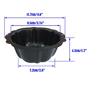 Proshopping Carbon Steel Mini Bundt Cake Pans, 4 Inch Metal Nonstick Fluted Cake Pan, 4Pcs Kugelhopf Mould for Baking Buntcake Bundtlet Bavarois Cupcake Brownie Pudding Tarts - Pumpkin Shaped, Black