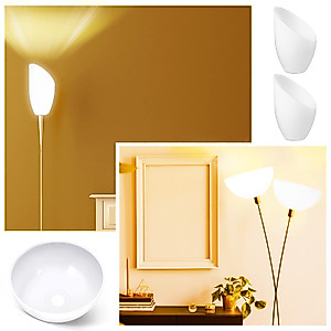 Hortsun Replacement Lamp Shade 4 Pcs White Replacement Plastic Lampshade 2 Pack 1.65" Fitter 10" Diameter Bowl Shape 2 Pack 1.97" Bottom Size Horseshoe Shape for LED Torchiere Floor Lamps Upright