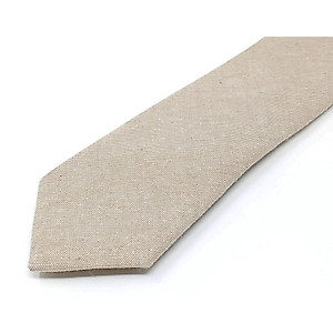 Proper Materials Men's Chambray Cotton Skinny Necktie Tie - Beige