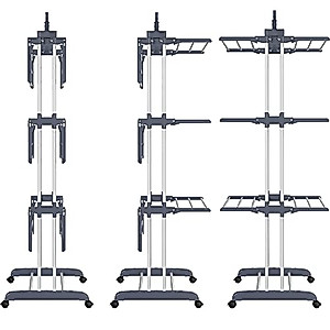 HOMIDEC Clothes Drying Rack, Oversized 4-Tier(67.7" High) Foldable Stainless Steel Drying Rack Clothing, Movable Drying Rack with 4 castors, 24 Drying Poles & 14 Hooks for Bed Linen, Clothing, Grey
