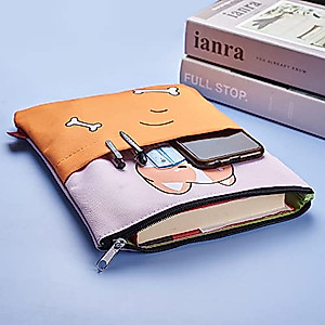 Book Sleeve Shiba Inu Dog Book Covers for Paperbacks, Washable Fabric, Book Sleeves with Zipper, Medium 11 Inch X 8.7 Inch Book Lover Gifts